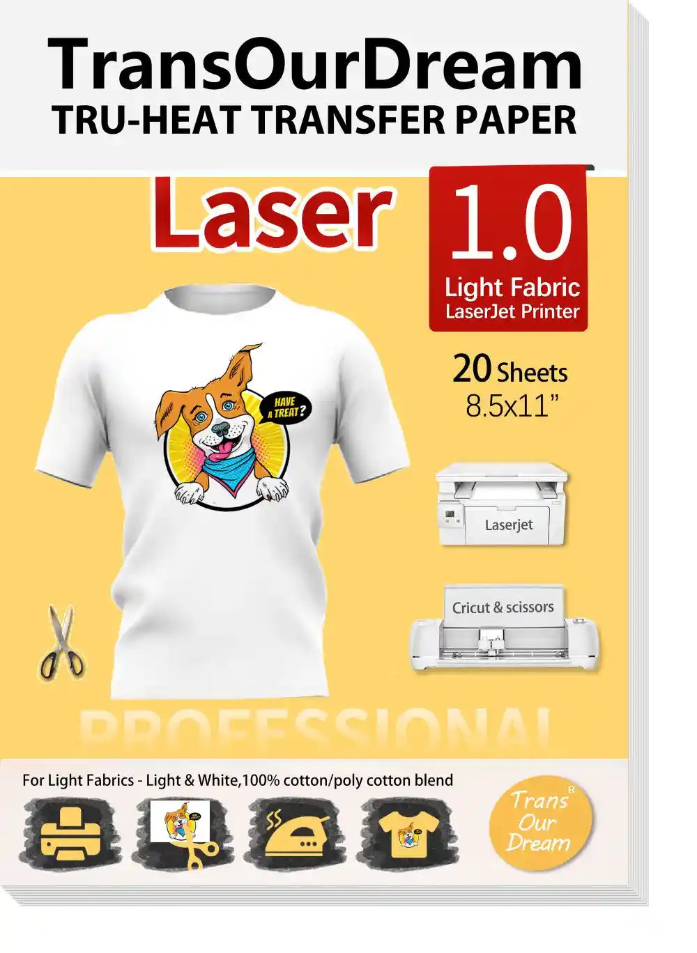 Heat Transfer Paper Laser Printable for Light T-Shirts & Fabrics ...